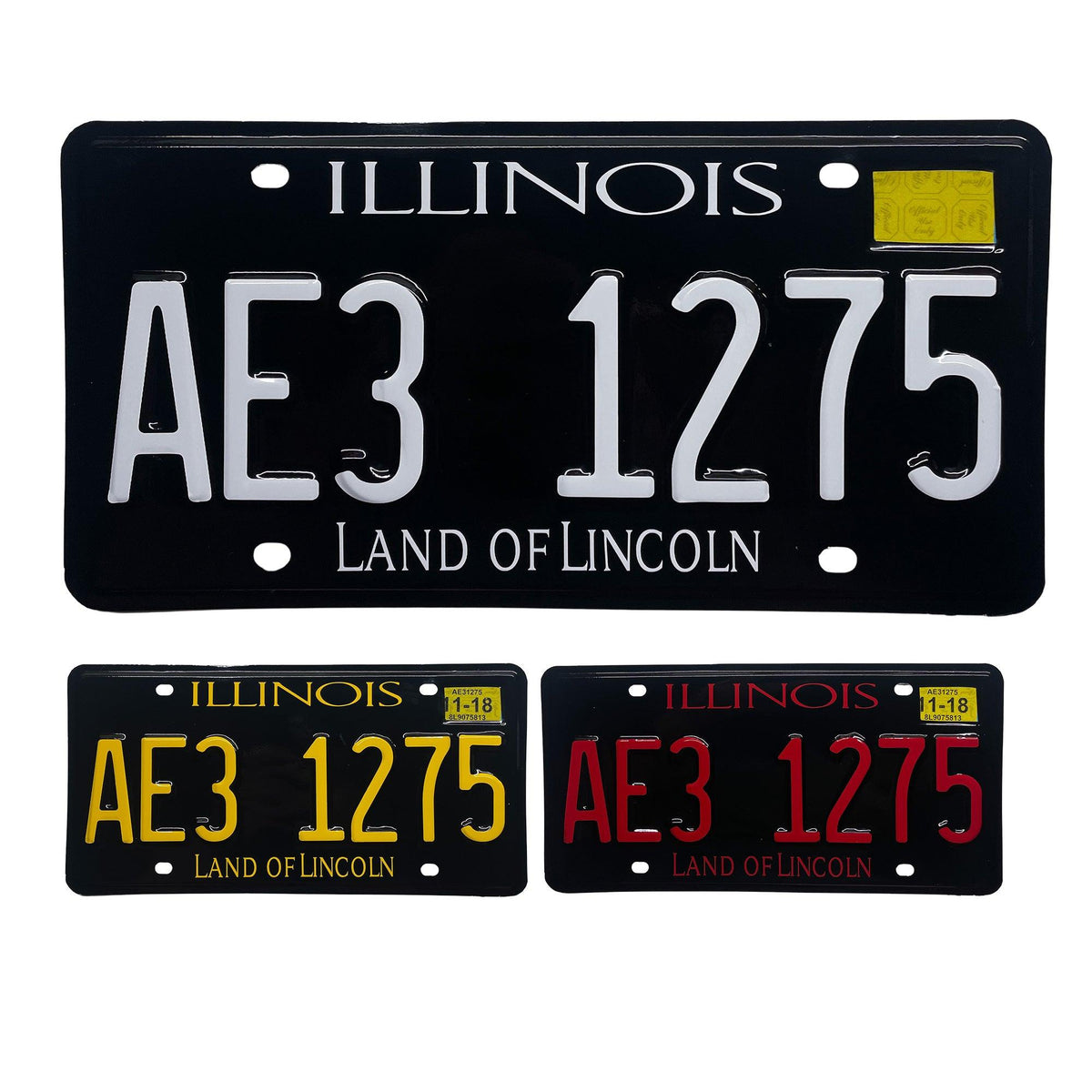 Illinois IL License Plate Wrap - Black and White - Black and Yellow ...