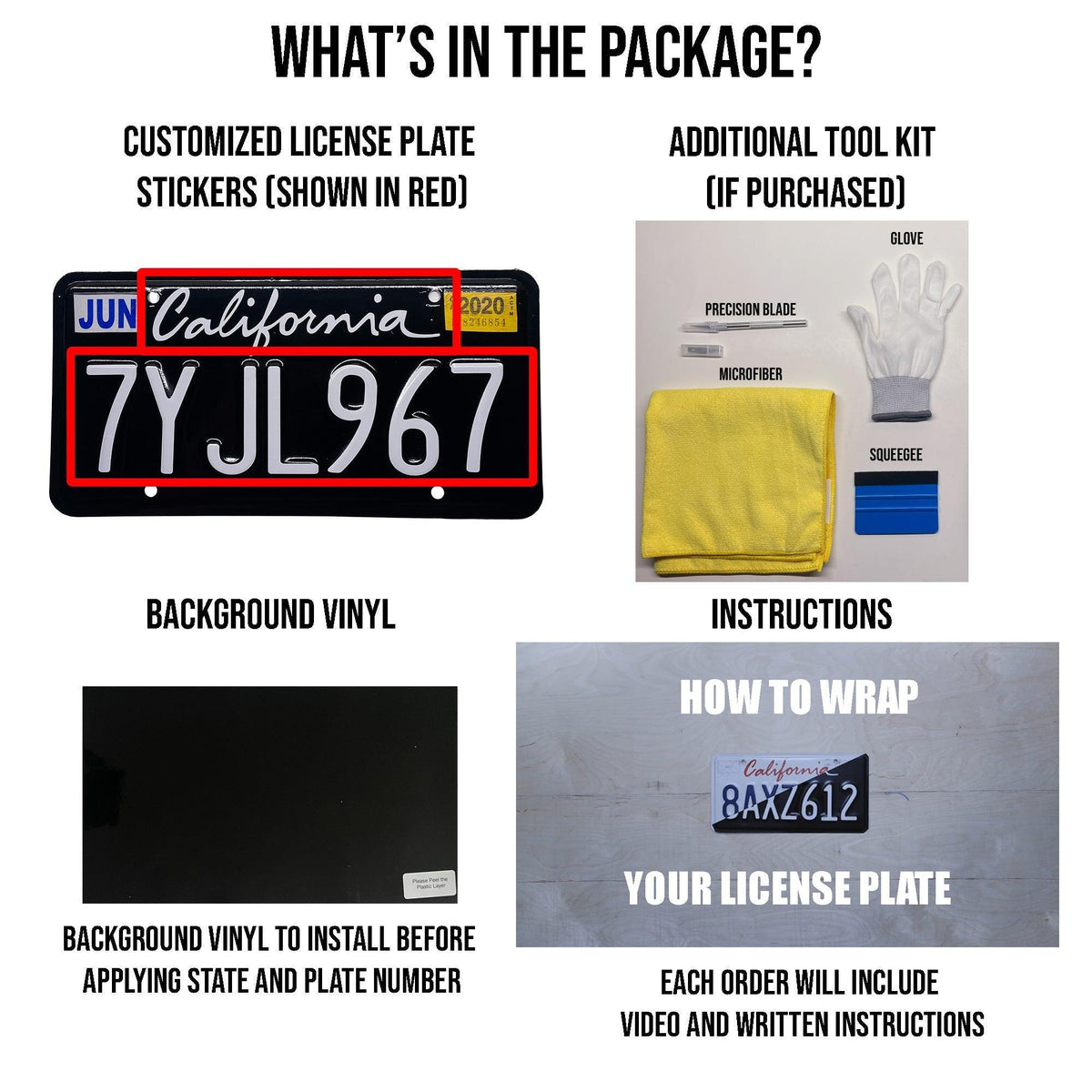 License Plate Wrap - California Florida Black and White License Plate ...
