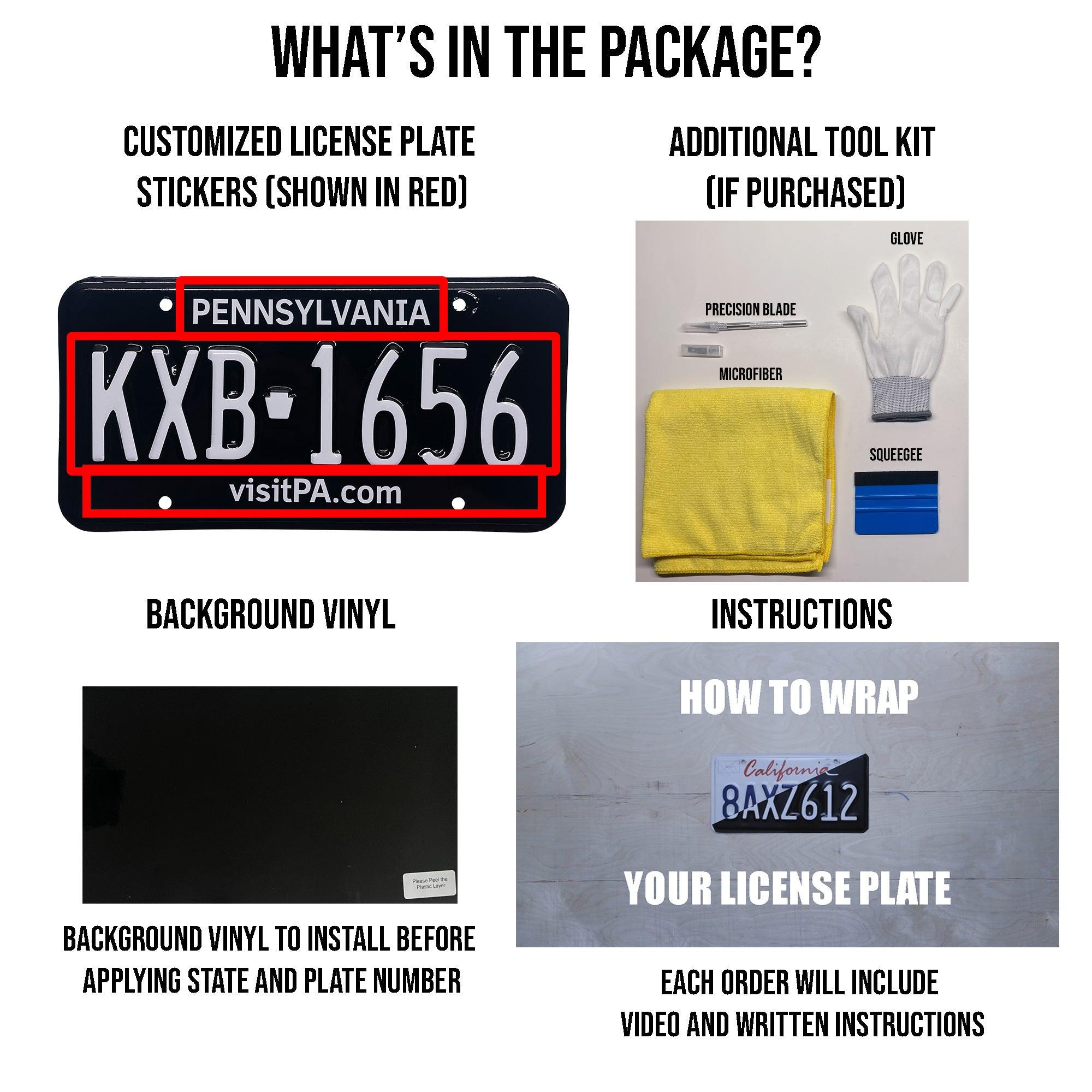 Pennsylvania PA License Plate Wrap - Black and White - Black and Yellow ...
